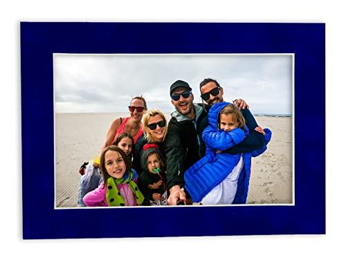 8.5x11 Mat for 5.5x8.5 Photo - Precut Royal Blue Suede Picture Matboard for Frames 8.5 x 11 Inches - Bevel Cut to Display Art 5.5 x 8.5 - Acid Free Pack of 100 MATS with Backing Boards & Clear Bags