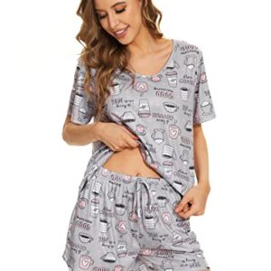 Fuezosst Womens Pajama Sets Short Sleeves 2 Pieces Lounge Outfits Set with Pockets