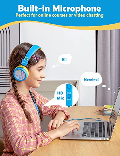 RIYO KH20 Kids Headphones with HD Microphone Compatible with Phones/laptops/Tablets/Computers and Gaming Devices (Sky Blue)