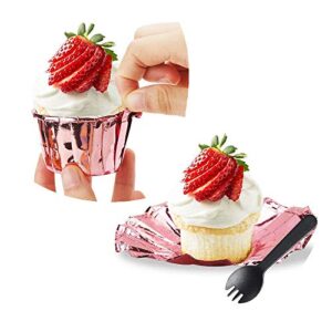 Disposable Baking Cups Cupcake Tin with Lids 150 Pack,Mini Foil Cupcake Liners Baking Pans