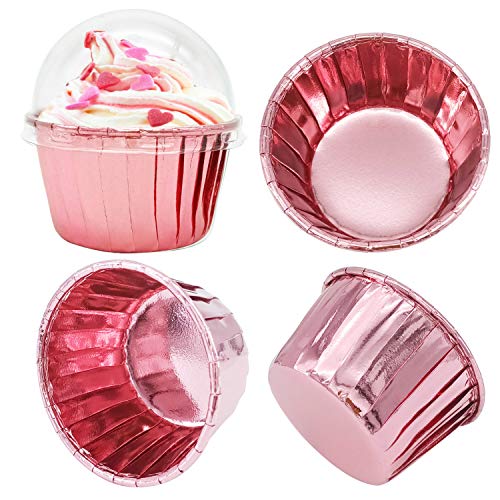 Disposable Baking Cups Cupcake Tin with Lids 150 Pack,Mini Foil Cupcake Liners Baking Pans