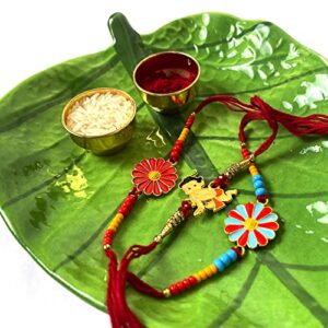 KSJONE Rakhi for Brother Rakhi for Brother and Bhabhi Send Rakhi to Usa Rakhi for Brother with gift set rakhi set rakhi gift for sister Designer Fancy Rakhi 3 Pcs