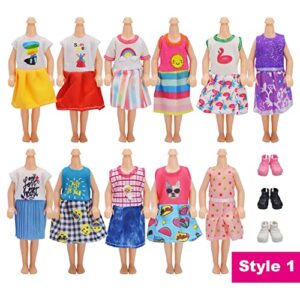 NOKUTIP 14 PCS Chelsea 4.5 inch Dolls Clothes and Accessories 11 Pieces Girl Clothes and 3 Girl Shoes