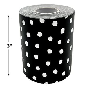 Teacher Created Resources White Painted Dots on Black Straight Rolled Border Trim (TCR8911)