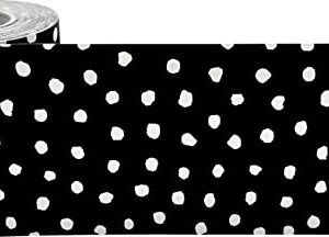 Teacher Created Resources White Painted Dots on Black Straight Rolled Border Trim (TCR8911)