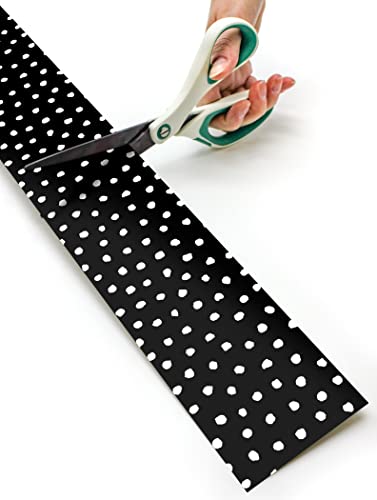 Teacher Created Resources White Painted Dots on Black Straight Rolled Border Trim (TCR8911)