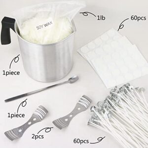 EricX Light Candle Making Kit, 60pcs Candle Wicks, 60pcs Candle Wicks Sticker, 16oz Soy Wax, 1pc Candle Wax Pouring Pot, 2pcs 3-Hole Wicks Centering Devices, 1pc Mixing Spoon, DIY Candles Craft Tools