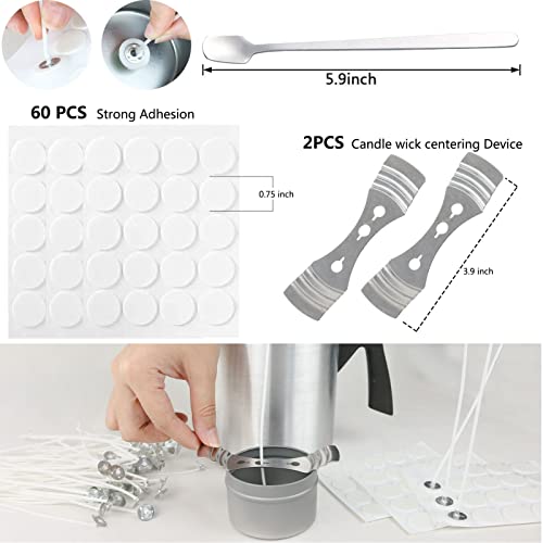 EricX Light Candle Making Kit, 60pcs Candle Wicks, 60pcs Candle Wicks Sticker, 16oz Soy Wax, 1pc Candle Wax Pouring Pot, 2pcs 3-Hole Wicks Centering Devices, 1pc Mixing Spoon, DIY Candles Craft Tools