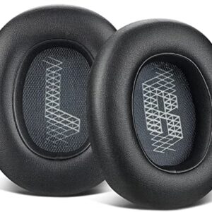 SOULWIT Replacement Ear Pads for JBL E65 (E65BT E65BTNC)/Live 650 (650NC 650BTNC)/Live 660 (660NC 660BTNC)/Duet NC Over-Ear Headphones, Earpads Cushions with Softer Leather (Black)