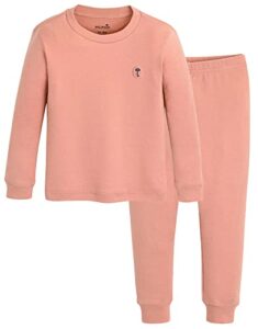 moimoln girls boys unisex cotton modal solid long-sleeve snug fit pjs pajama sleepwear pink 3t