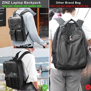 ZINZ Slim & Expandable Laptop Backpack 15.6 Inch Business Backpack with USB Port, Waterproof Anti-Theft Travel Backpack Daypack for Men and Women -Black