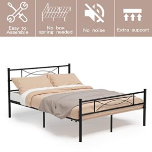 Weehom Full Size Metal Bed Frame Mattress Foundation/Platform Bed Heavy Duty Steel Slat Best for Kids Adults Student Black