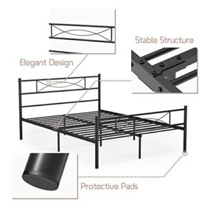 Weehom Full Size Metal Bed Frame Mattress Foundation/Platform Bed Heavy Duty Steel Slat Best for Kids Adults Student Black