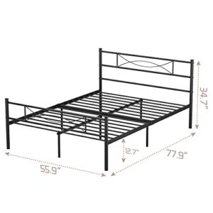 Weehom Full Size Metal Bed Frame Mattress Foundation/Platform Bed Heavy Duty Steel Slat Best for Kids Adults Student Black