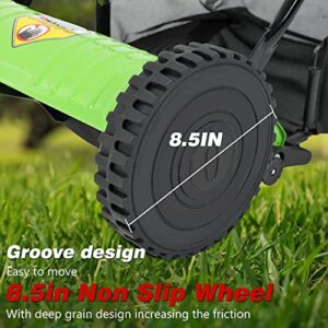 15-Inch Lawn Mowers Push Mower Reel Mower Push, Adjustable Cutting Height with Grass Catcher 5 Steel Blades Easy to Use for a Green Healthy Lawn