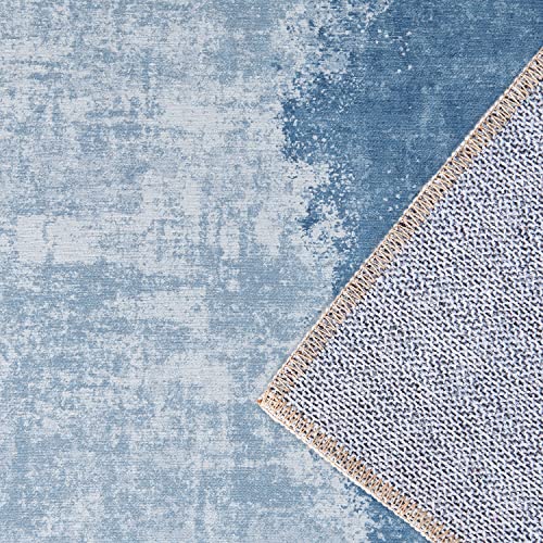 jinchan Area Rug 5x7 Modern Abstract Rug Indoor Contemporary Carpet Foldable Thin Rug Kitchen Bathroom Rug Light Blue Print Floor Cover Soft Mat Non Slip for Bedroom Living Room Dining Room Nursery