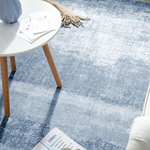 jinchan Area Rug 5x7 Modern Abstract Rug Indoor Contemporary Carpet Foldable Thin Rug Kitchen Bathroom Rug Light Blue Print Floor Cover Soft Mat Non Slip for Bedroom Living Room Dining Room Nursery