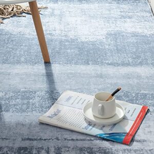 jinchan Area Rug 5x7 Modern Abstract Rug Indoor Contemporary Carpet Foldable Thin Rug Kitchen Bathroom Rug Light Blue Print Floor Cover Soft Mat Non Slip for Bedroom Living Room Dining Room Nursery