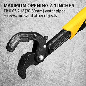 B BOSI TOOLS Universal Adjustable Wrench Multi-function Magic Quick Self-Adjusting Monkey Wrenches Set 10 and 15-Inch, Pipe Wrench Spanner 0.6”-2.4”/14mm-60mm - 2 Piece