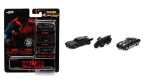 jada toys the batman 1.65" scale nano hollywood rides: batmobile, batcycle, chevy corvette die-cast vehicles (32043)