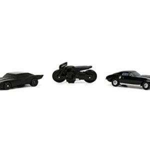 Jada Toys The Batman 1.65" Scale Nano Hollywood Rides: Batmobile, Batcycle, Chevy Corvette Die-Cast Vehicles (32043)