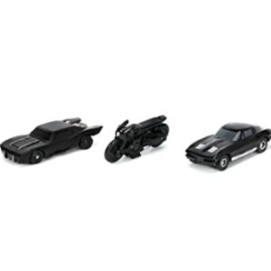 Jada Toys The Batman 1.65" Scale Nano Hollywood Rides: Batmobile, Batcycle, Chevy Corvette Die-Cast Vehicles (32043)