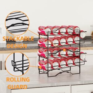 GILLAS 4 Pack Soda Can Organizer Rack for Pantry, Stackable Beverage Soda Can Storage Dispenser Holder for Refrigerator, Cabinet, Black