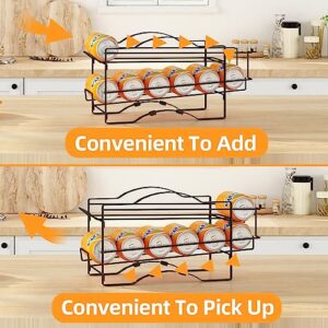 GILLAS 4 Pack Soda Can Organizer Rack for Pantry, Stackable Beverage Soda Can Storage Dispenser Holder for Refrigerator, Cabinet, Black