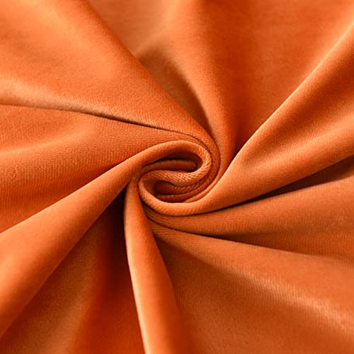 Luxury Orange Velvet Curtains 96 inches Blackout Rustic Curtain Privacy Protect, Thermal Insulated Window Drapery with Stainless Steel Grommets for Bedroom Dining Room, Orange, W52 x L96, 2 Panels