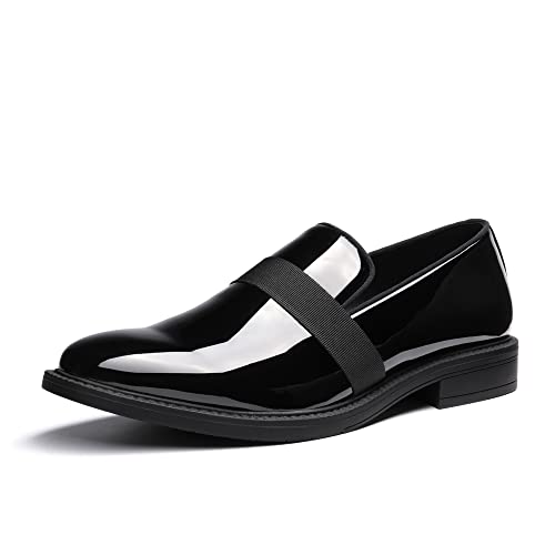 Bruno Marc Mens Dress Tuxedo Shoes Slip-on Classic Wedding Loafers, Bright Black - 12 (SBOX227M)