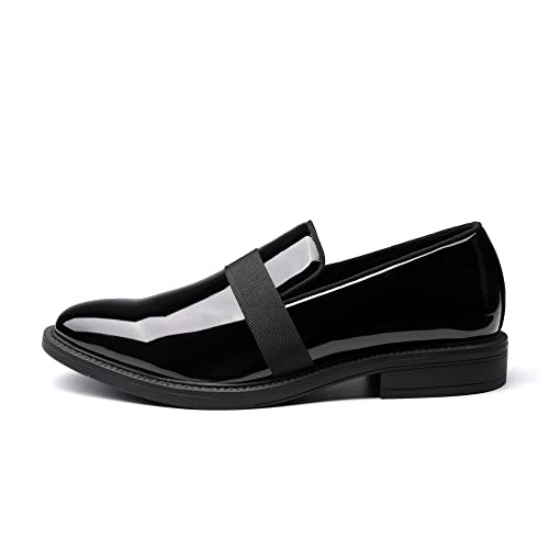 Bruno Marc Mens Dress Tuxedo Shoes Slip-on Classic Wedding Loafers, Bright Black - 12 (SBOX227M)