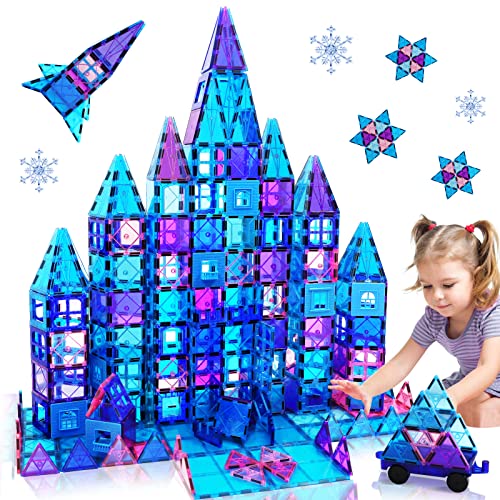 NVHH Magnetic Tiles Kids Toys for 3 4 5 6 7 8+ Year Old Boys Girls 3D Castle Princess Magnetic Building Blocks Educational Toddler Girls Toys Age 2-4 5 6-8 Year Old Girl Boy Birthday 47pcs