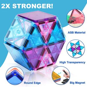 NVHH Magnetic Tiles Kids Toys for 3 4 5 6 7 8+ Year Old Boys Girls 3D Castle Princess Magnetic Building Blocks Educational Toddler Girls Toys Age 2-4 5 6-8 Year Old Girl Boy Birthday 47pcs