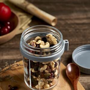 Overnight Oats Containers with Lids - 2pack Updated Design 10 oz Wide Mouth Mason Jar with Spoon Very Convenient for Use On The Go, Tight sealing glass jar ideal for home, office or to go