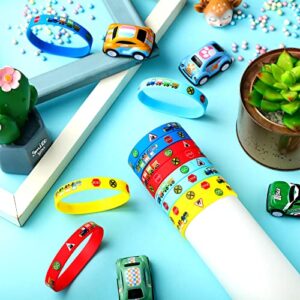 24 Train Silicone Wristbands Railroad Steam Train Silicone Bracelet Train Party Favors Train Birthday Party Supplies Train Birthday Decorations Transportation Traffic Sign Wrist Bands for