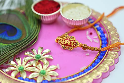 Rakhi for Raksha Bandhan Fancy Metal Bro Design Rakhi Gift for Brothers Handmade Rakhi (D10)