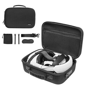 MOSISO Hard Carrying Case Compatible with Oculus Quest 2 with Elite Strap Controllers Accessories VR Gaming Headset, Oxford Cloth Travel Shockproof EVA Storage Bag with Handle & Shoulder Strap, Black