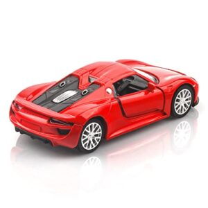 TOKAXI 1/36 Scale Porsche 918 Spyde Diecast Model Cars,Pull Back Vehicles Porsche Toy Cars,Cars Gifts for Boys Girls (Red)