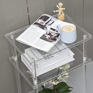 HMYHUM Clear Acrylic Side Table, 3-Tier End Table for Living Room, Small Bedside Table/Nightstand for Bedroom, Home Accent Table, Frame Design, 15.7" L x 11.8" W x 23.2" H