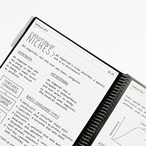 Rocketbook Multi-Subject Smart Scannable Notebook with Dividers | Lined Reusable Notebook with 1 Pilot Frixion Pen & 1 Microfiber Cloth | Infinity Black, Letter Size (8.5" x 11")