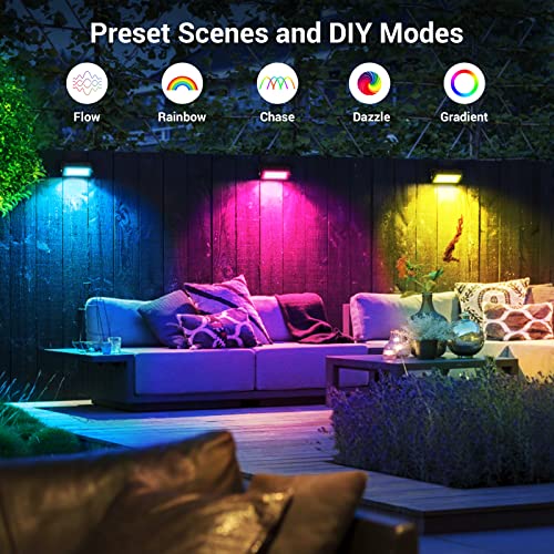 USTELLAR RGB Flood Light Outdoor, Smart WiFi RGBW Landscape Lights+Warm White 2700K, 40W App Control Spotlight Works with Alexa, Color Changing Uplights Halloween Light, IP66, Plug & Play (6 Pack)