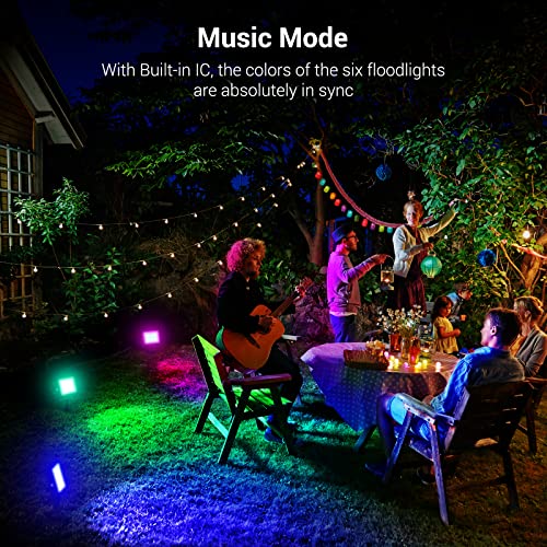 USTELLAR RGB Flood Light Outdoor, Smart WiFi RGBW Landscape Lights+Warm White 2700K, 40W App Control Spotlight Works with Alexa, Color Changing Uplights Halloween Light, IP66, Plug & Play (6 Pack)