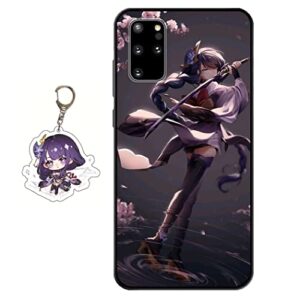 genshin impact case for samsung galaxy note 10 plus, anime game genshin impact raiden shogun design soft silicone cover phone case for samsung note 10 plus (with cute figure keychain)