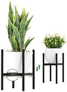 eknitey adjustable plant pot stand: indoor outdoor modern flower holder metal plant rack organizer planter stand for garden patio corner bathroom living room balcony home office (black)