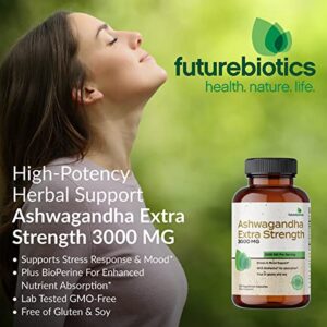 Futurebiotics Ashwagandha Capsules Extra Strength 3000mg - Stress Relief Formula, Natural Mood Support, Stress, Focus, and Energy Support Supplement, 360 Capsules