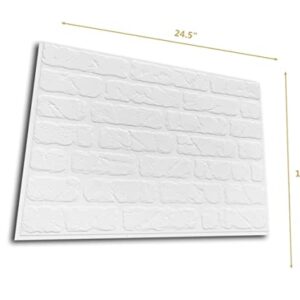 Retro-Art 3D Backsplash Wall Panels for Kitchen, Pack of 10, Brick in Paintable White, PVC, 24.5 x 18.5, Cover 31.48 sq.ft. 703540