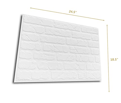 Retro-Art 3D Backsplash Wall Panels for Kitchen, Pack of 10, Brick in Paintable White, PVC, 24.5 x 18.5, Cover 31.48 sq.ft. 703540