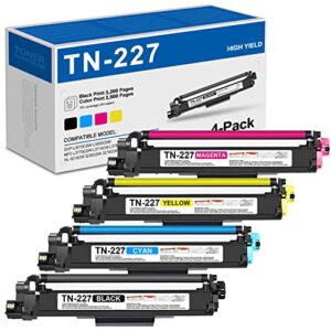 tn2274pk high yield toner cartridge:uotyue compatible tn-227bk/c/m/y toner replacement for hl-3290cdw 3210cw 3230cdn mfc-l3770cdw l3710cw l3750cdw l3730cdw printer, tn227 4pk (1bk/1c/1m/1y)