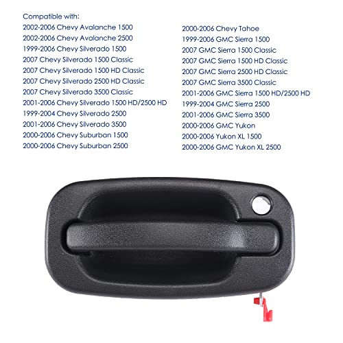 Exterior Door Handle for 1999-2007 Chevy Silverado Suburban Tahoe Avalanche GMC Sierra Yukon Cadillac Escalade, Front Left & Right Handle Replaces OE# 15034985,15034986,77261,77262