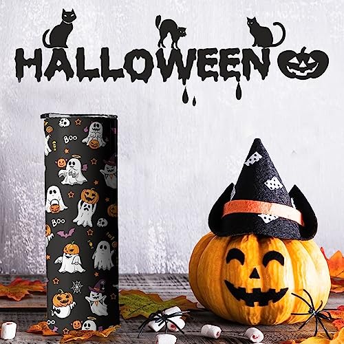 Ceovfoi Halloween Tumbler with Lid and Straw Ghost Boo Witch Ghost Pumpkin Coffee Travel Mug Cup,Witch Goth Decor Halloween Gifts For Women